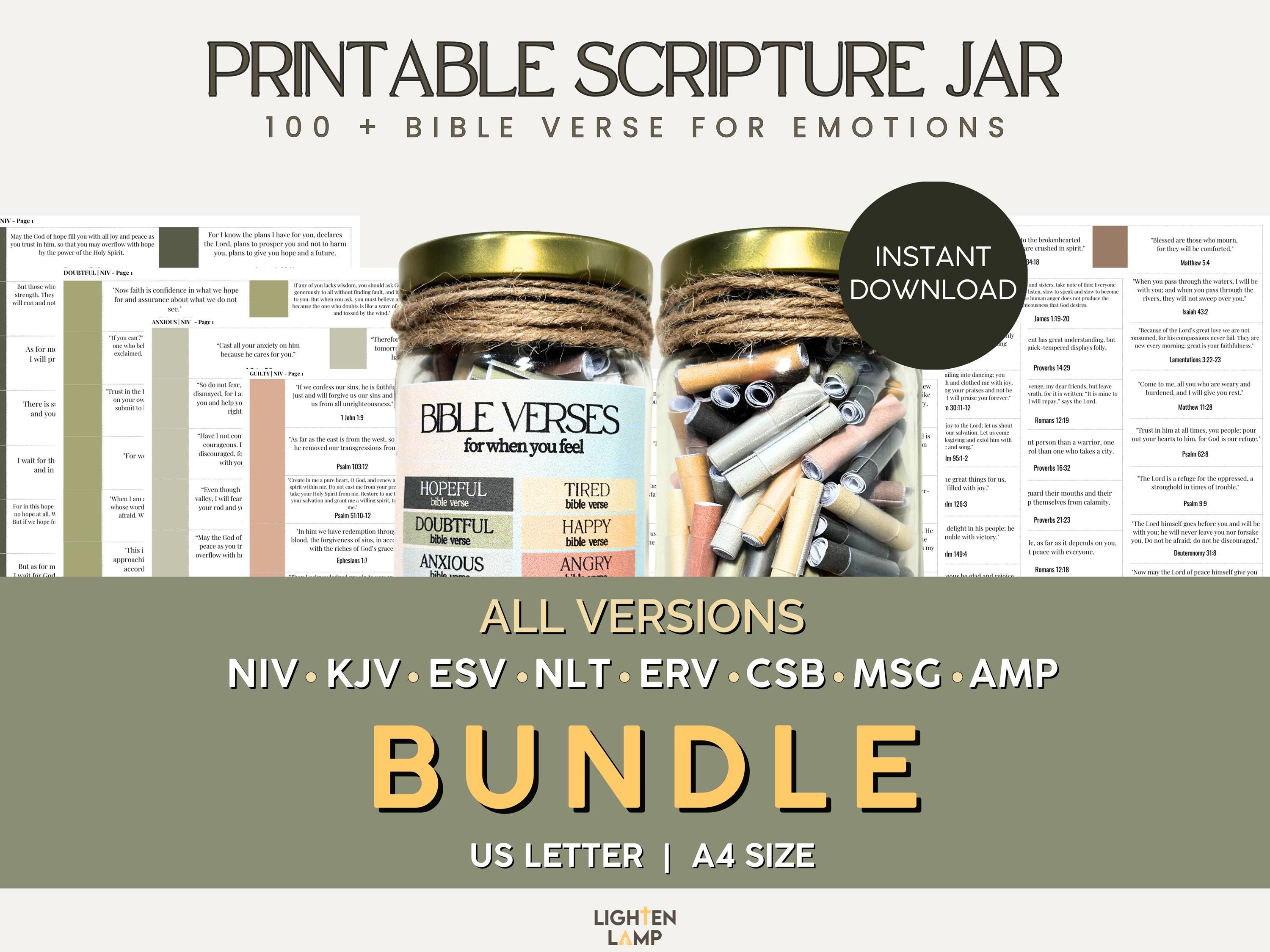 Bundle DIY Jar Bible Verse Printable Scriptures Jar for Emotions ...