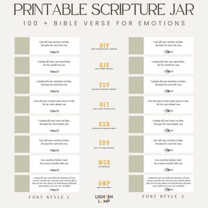 Bundle DIY Jar Bible Verse Printable Scriptures Jar for Emotions ...
