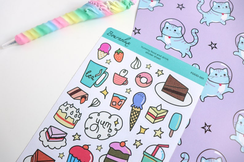 Yummy Food and Drink Planner Sticker Sheet Colourful Stickers - Etsy