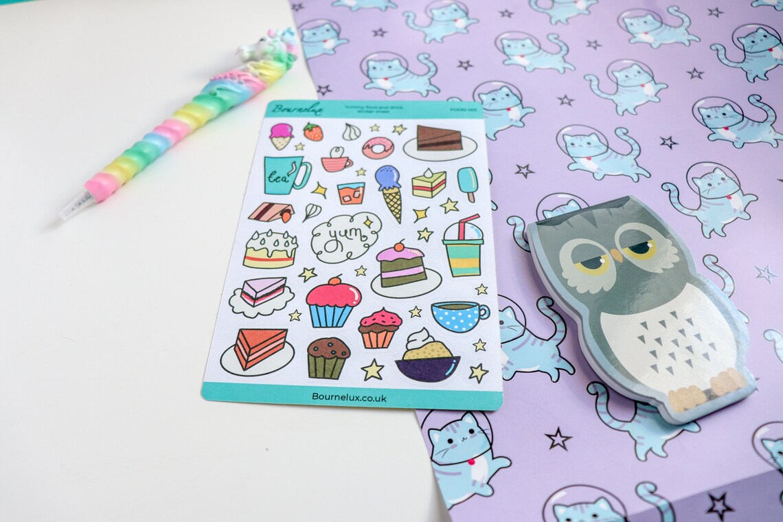 Yummy Food and Drink Planner Sticker Sheet Colourful Stickers - Etsy