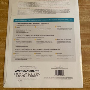 Jolee’s Easy Image, Transfer Paper, Inkjet Printer, for Light Fabric ...