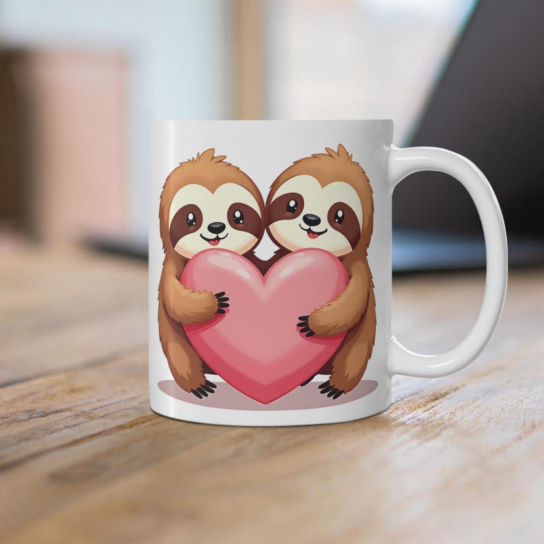 Sloth Love Mug. This Heartfelt Image of Sloths Holding a Heart Adds ...