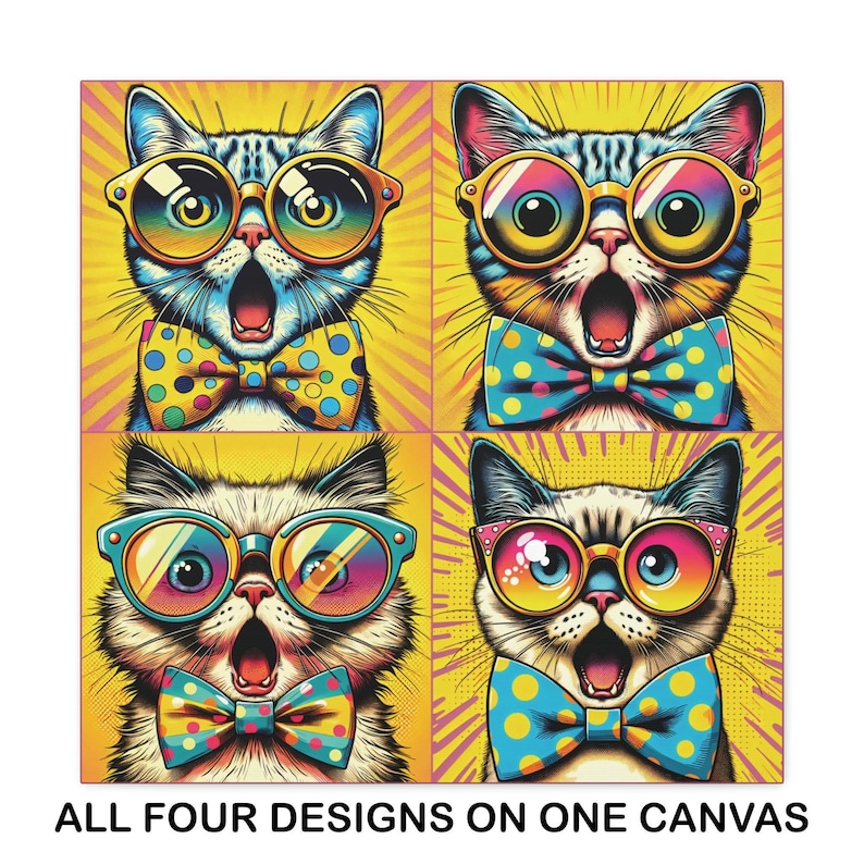 Four Pop Art Cats. Introducing the Cool Cat Pop Art Series Purrfect for ...