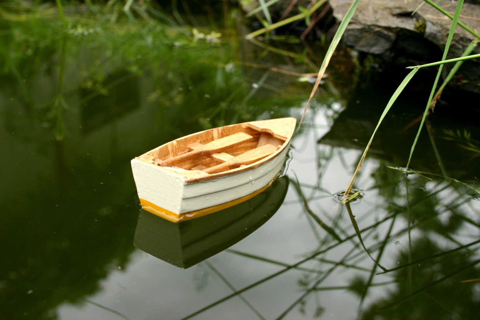 Vintage Yellow Wooden Row Boat | Etsy