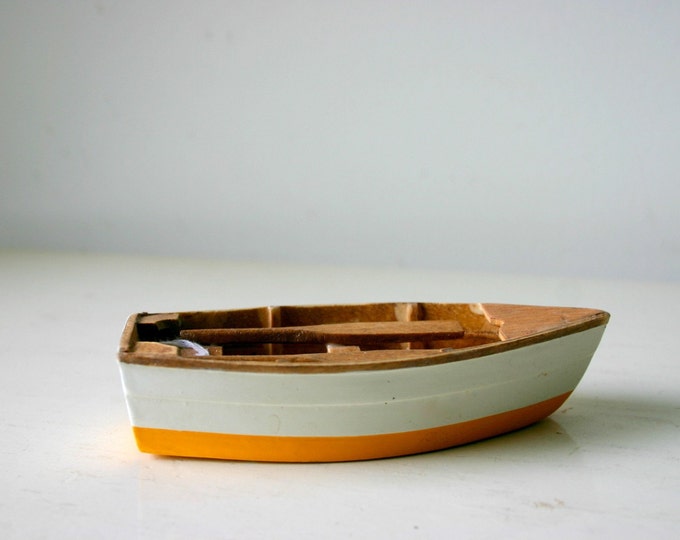 Vintage Yellow Wooden Row Boat - Etsy