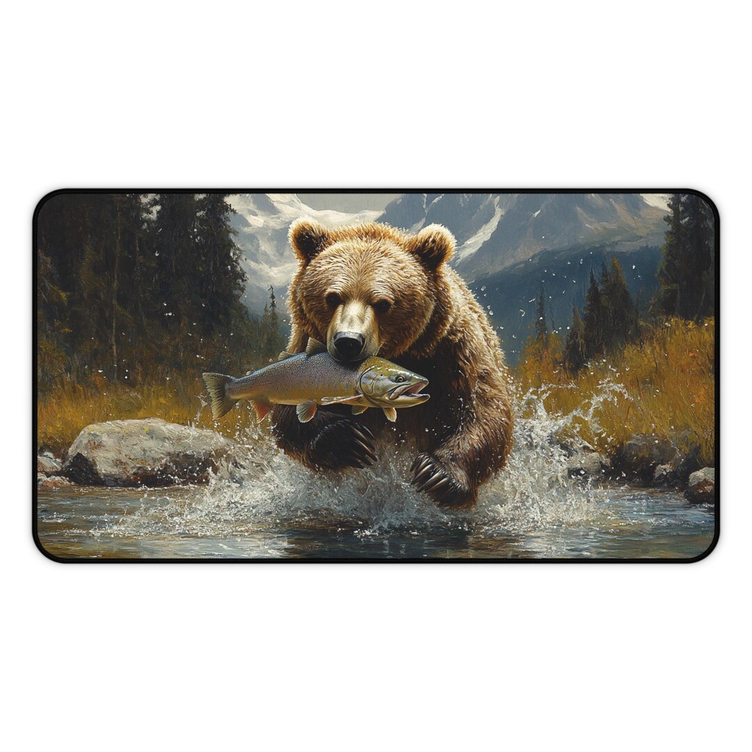 Bear Fishing Desk Mat, Perfect for Home Office, Great for Wildlife ...