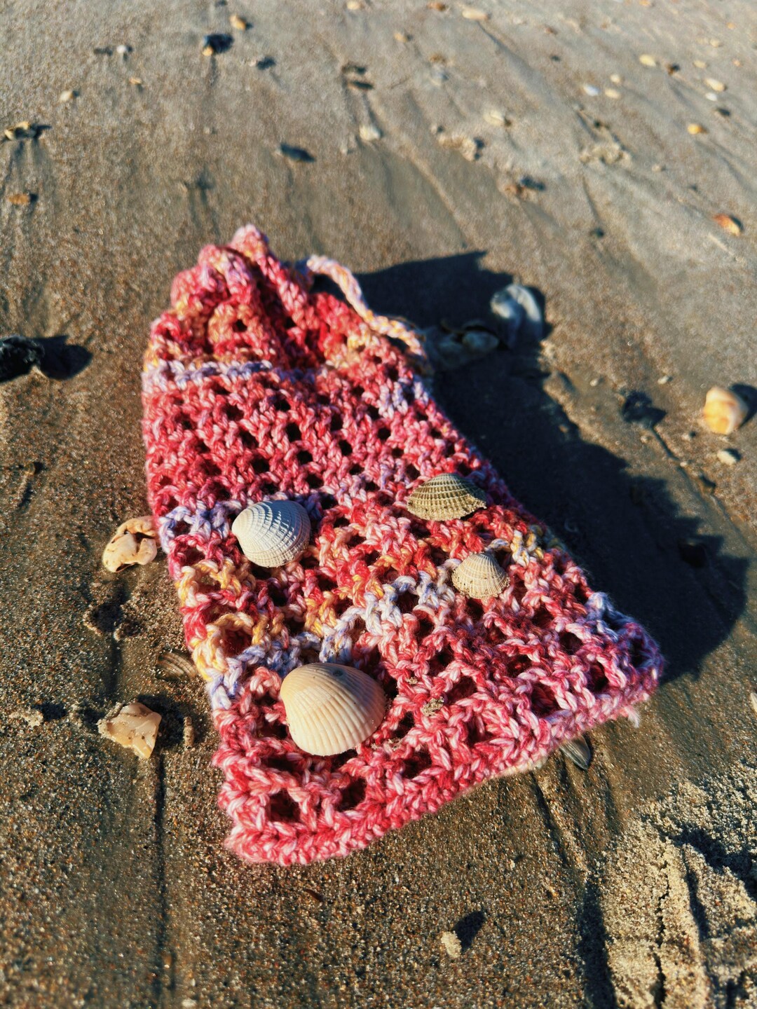 CROCHET SEASHELL BAG / Custom Crochet Mesh Seashell Collecting Bag ...