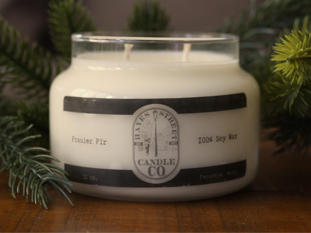 Frasier Fir 100% Soy Wax Candle - Double Wick - 12 Oz - Apothecary Jar ...