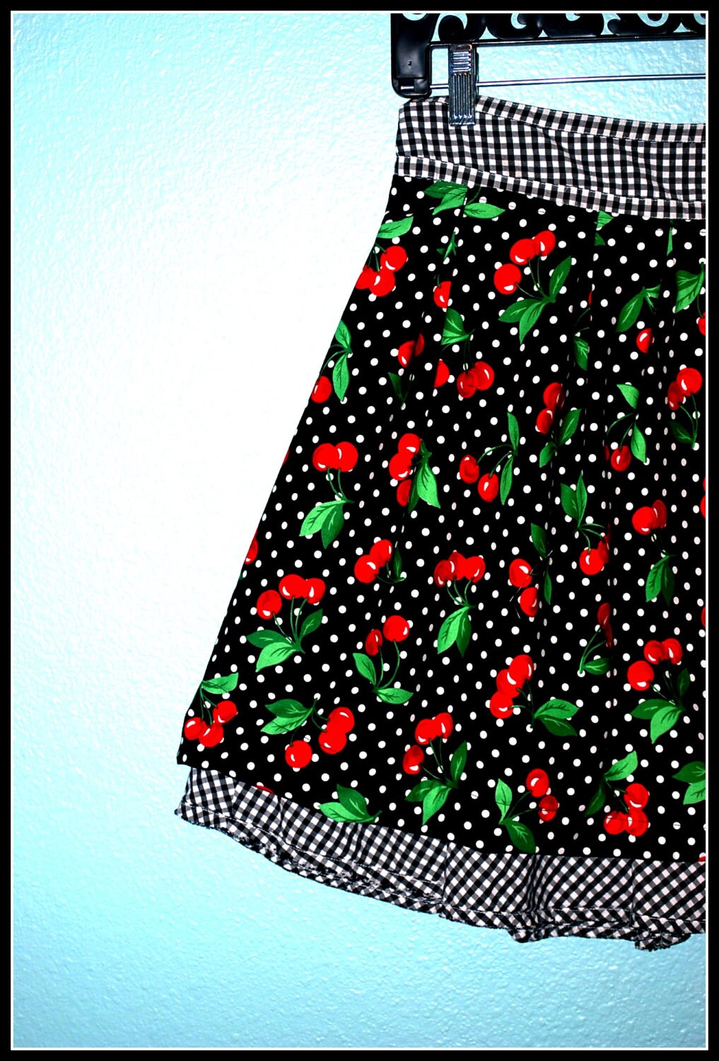 Cherries and Checks Rockabilly Skirt Black and White Polka - Etsy UK