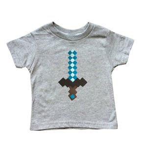 Diamond Sword - Minecraft Inspired - Kids Gray T-shirt - Children's ...