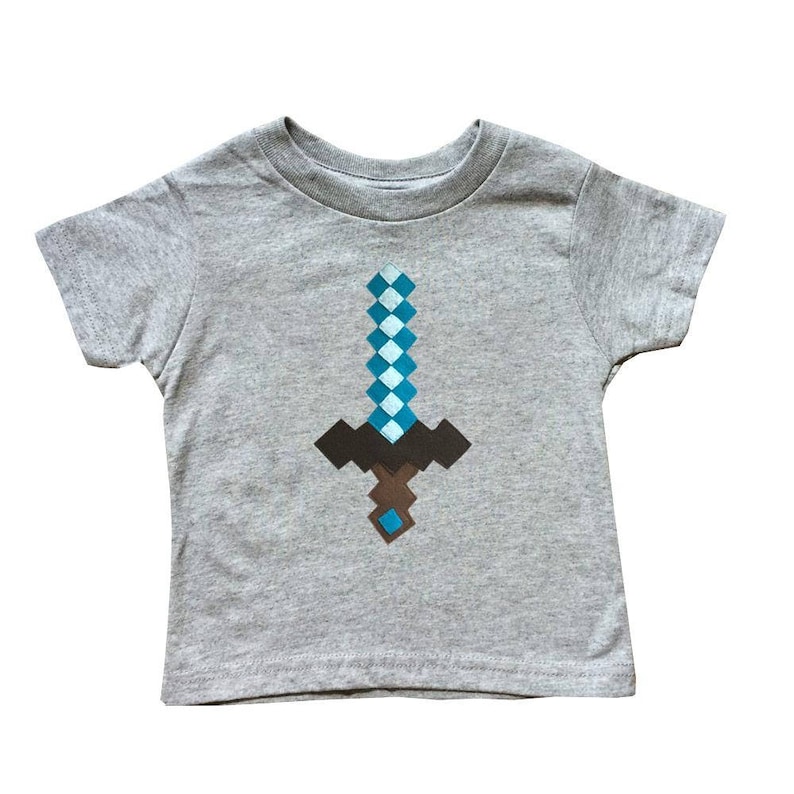 Diamond Sword Minecraft Inspired Kids Gray T-shirt - Etsy