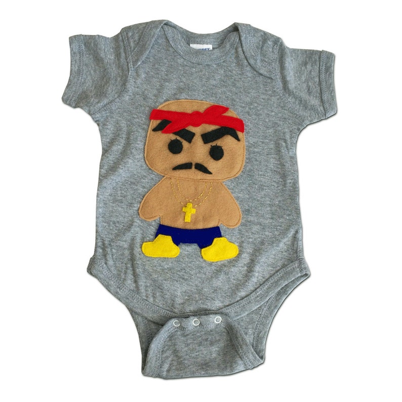 Hip Hop Baby Bodysuit - Rad Rapper - Red Bandana - Gray Rap Infant ...