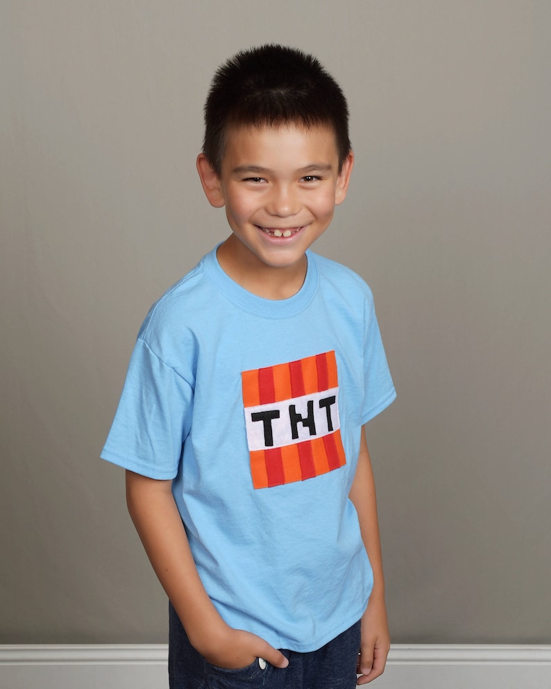 TNT Minecraft Inspired Kids Light Blue T-shirt - Etsy