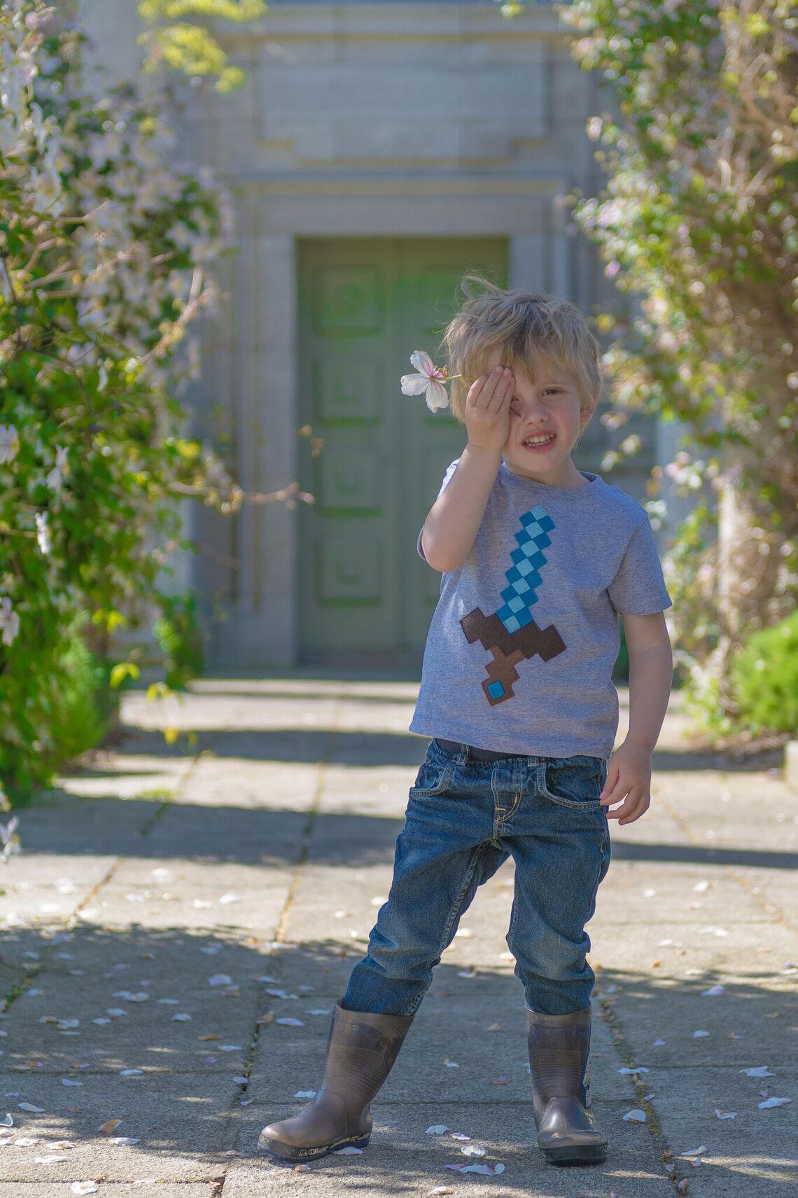 Diamond Sword Minecraft Inspired Kids Gray T-shirt - Etsy