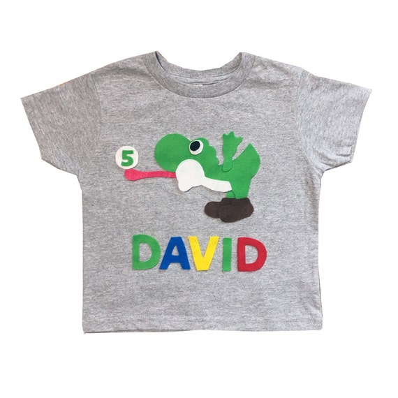 Yoshi Birthday Shirt Kids Grey T-shirt Name and Age - Etsy