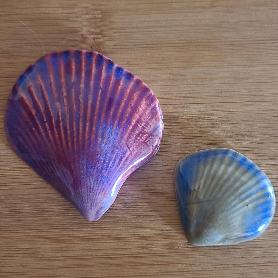 Set of Two Ceramic Shell Tiles, Mosaic Art Tiles, Beach-theme, Seashell ...