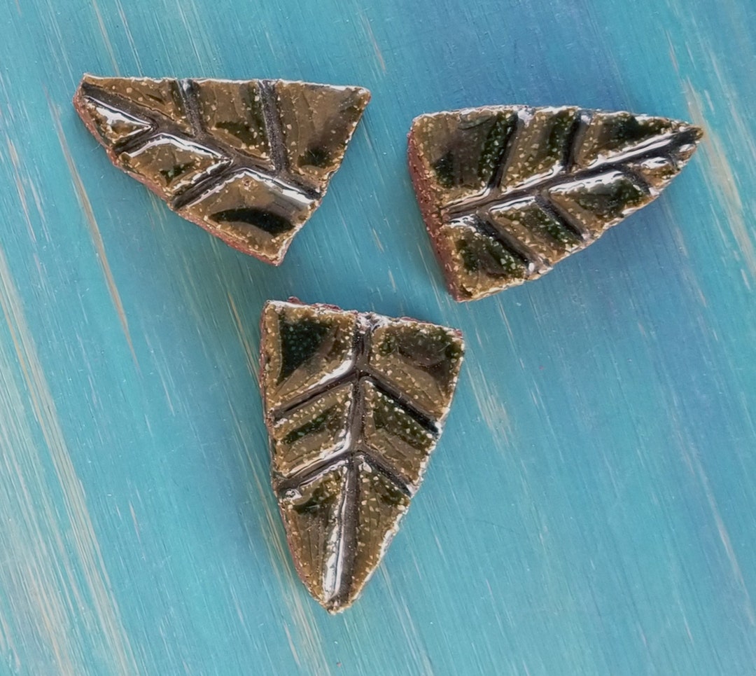 Three Dark Green Leaves, Tiles for Mosaic, Decorative Art Tile ...