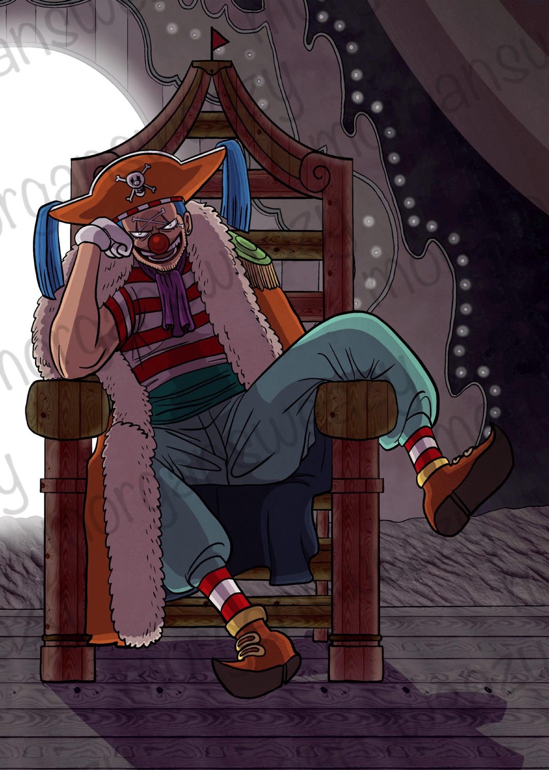 Buggy the Clown Sitting Buggy Print, Anime/manga - Etsy