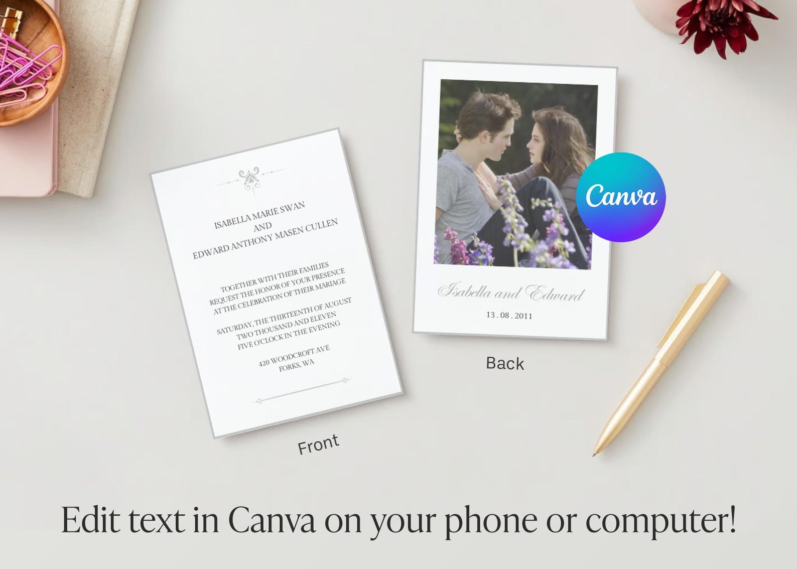 Twilight Wedding Invitation, Twilight Inspired Wedding, Digital ...