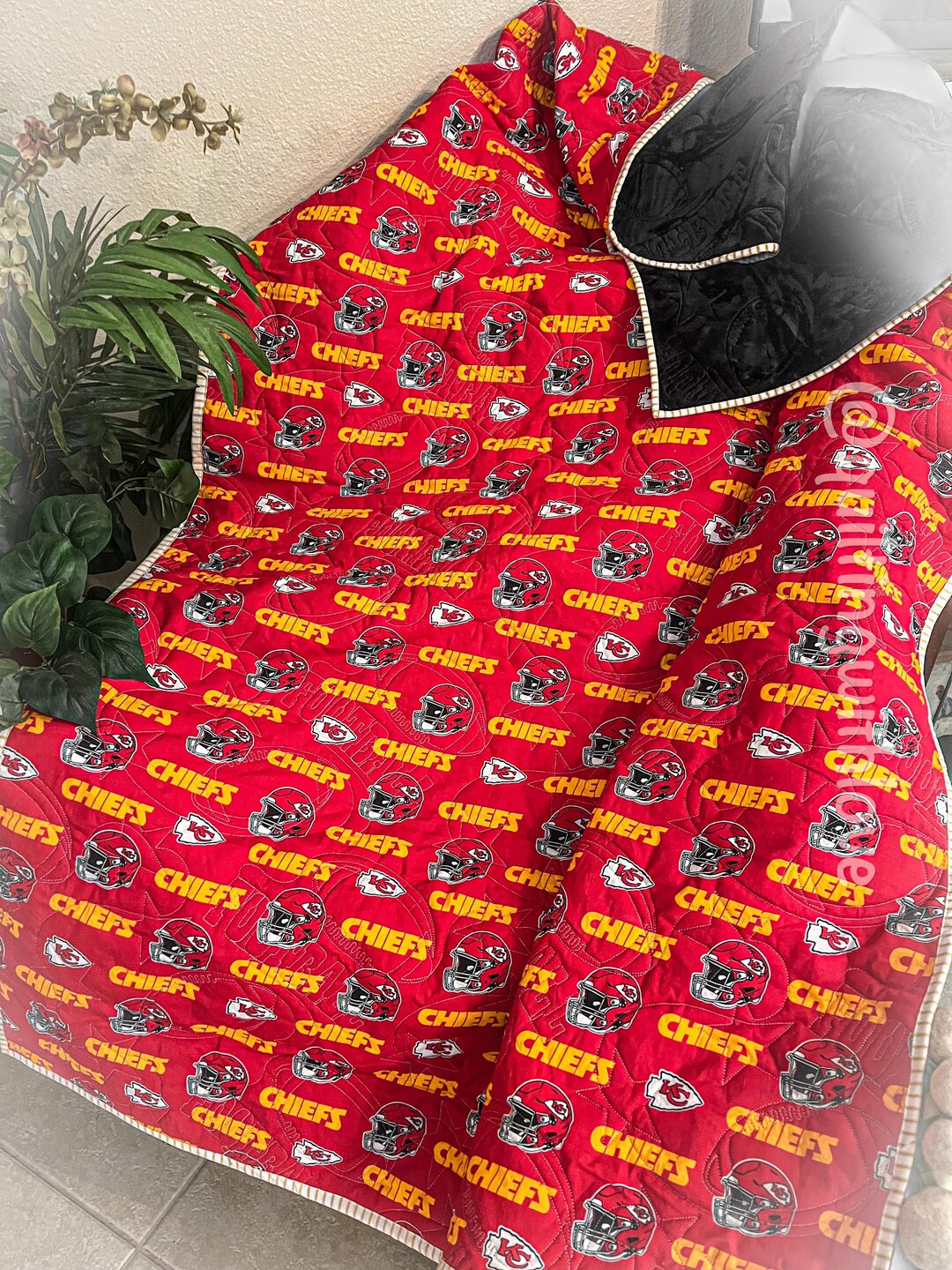 Kansas City Chiefs, NFL Handmade Throw Quilt, Stadium Blanket, Couch ...
