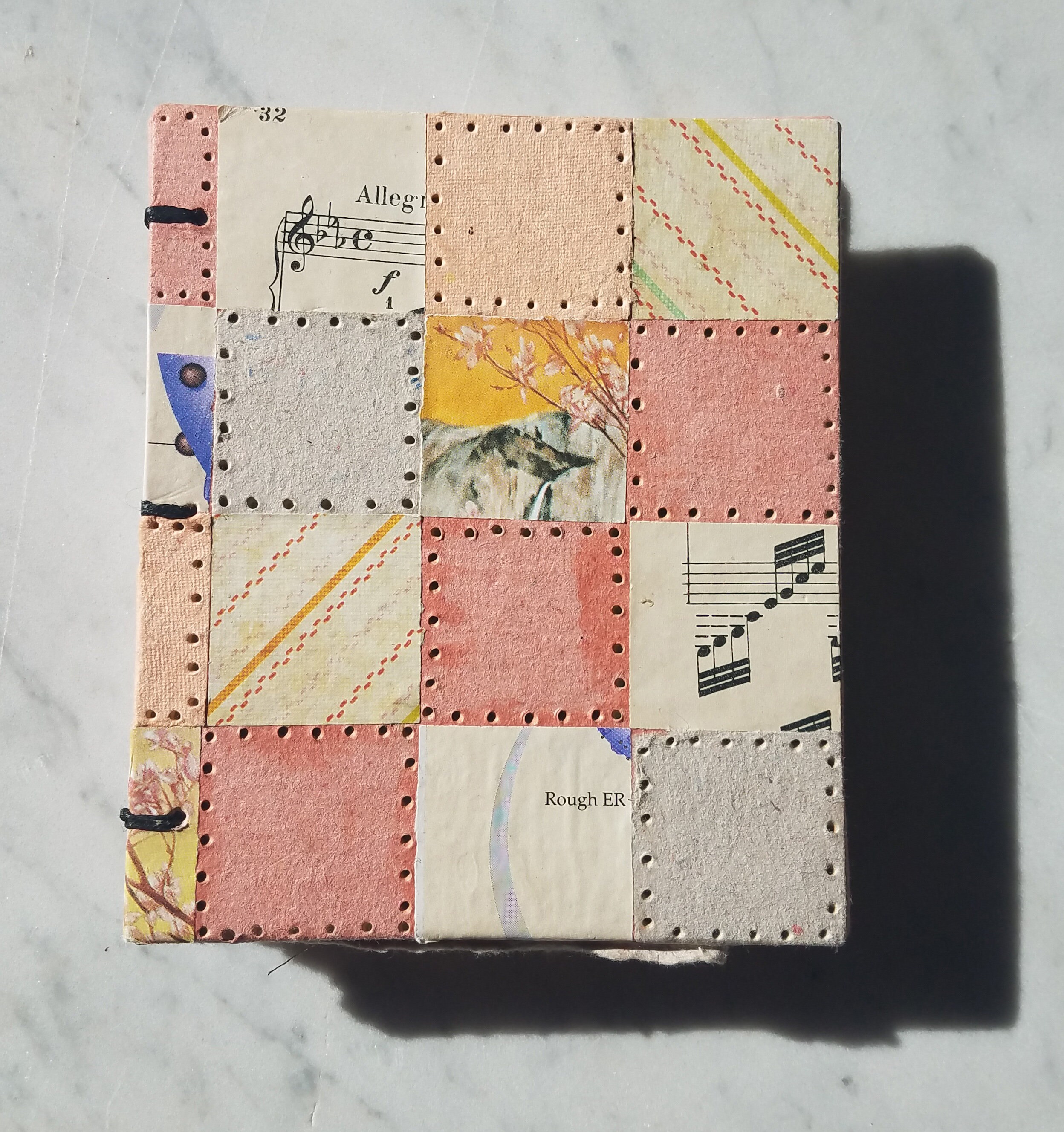 4.5x5 In. Collage Coptic Stitch Mini Sketch Journal, Handmade Paper ...