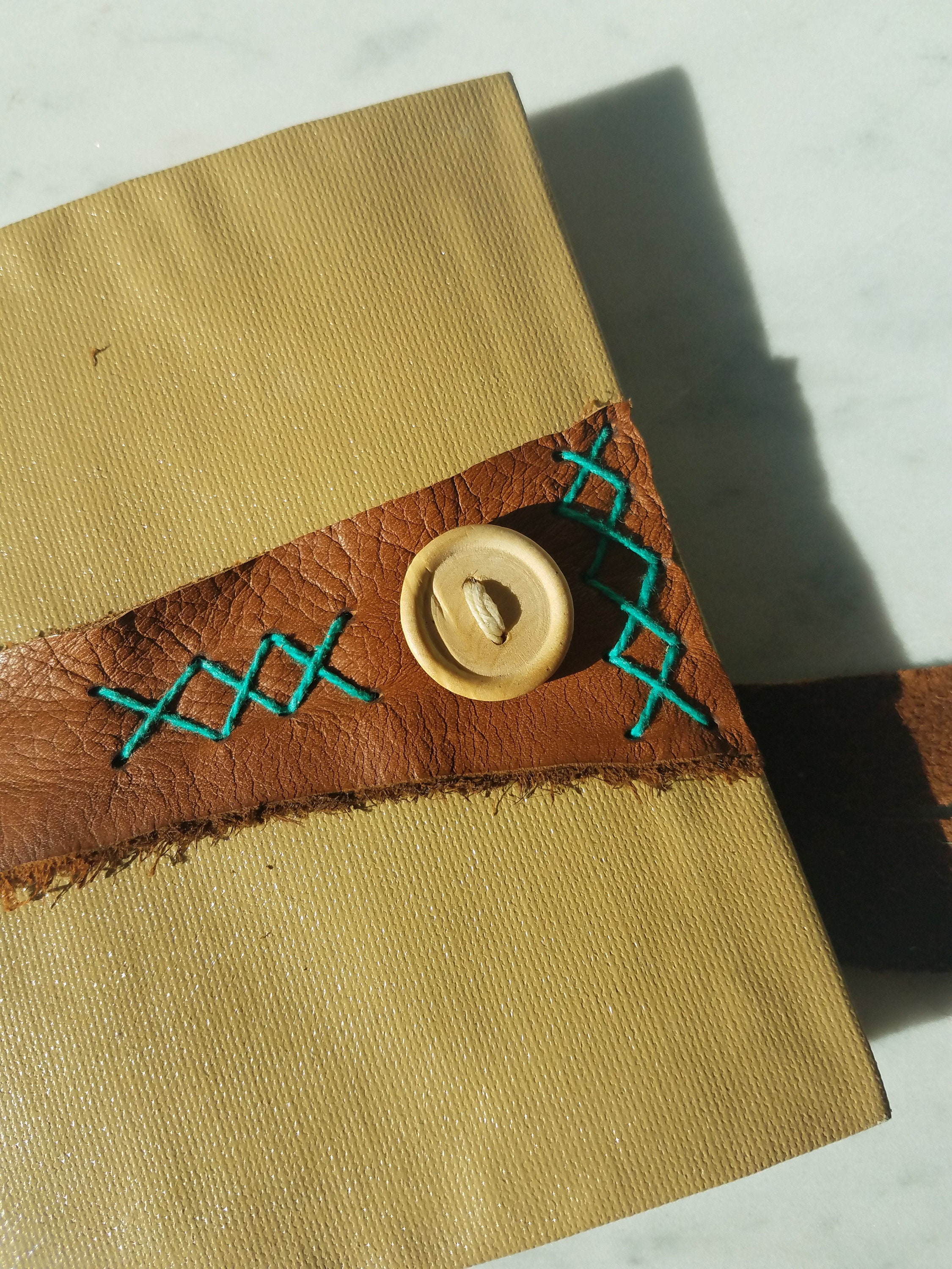 4.75x5.5 In. Long Stitch Vinyl Cover Journal With Leather - Etsy Australia