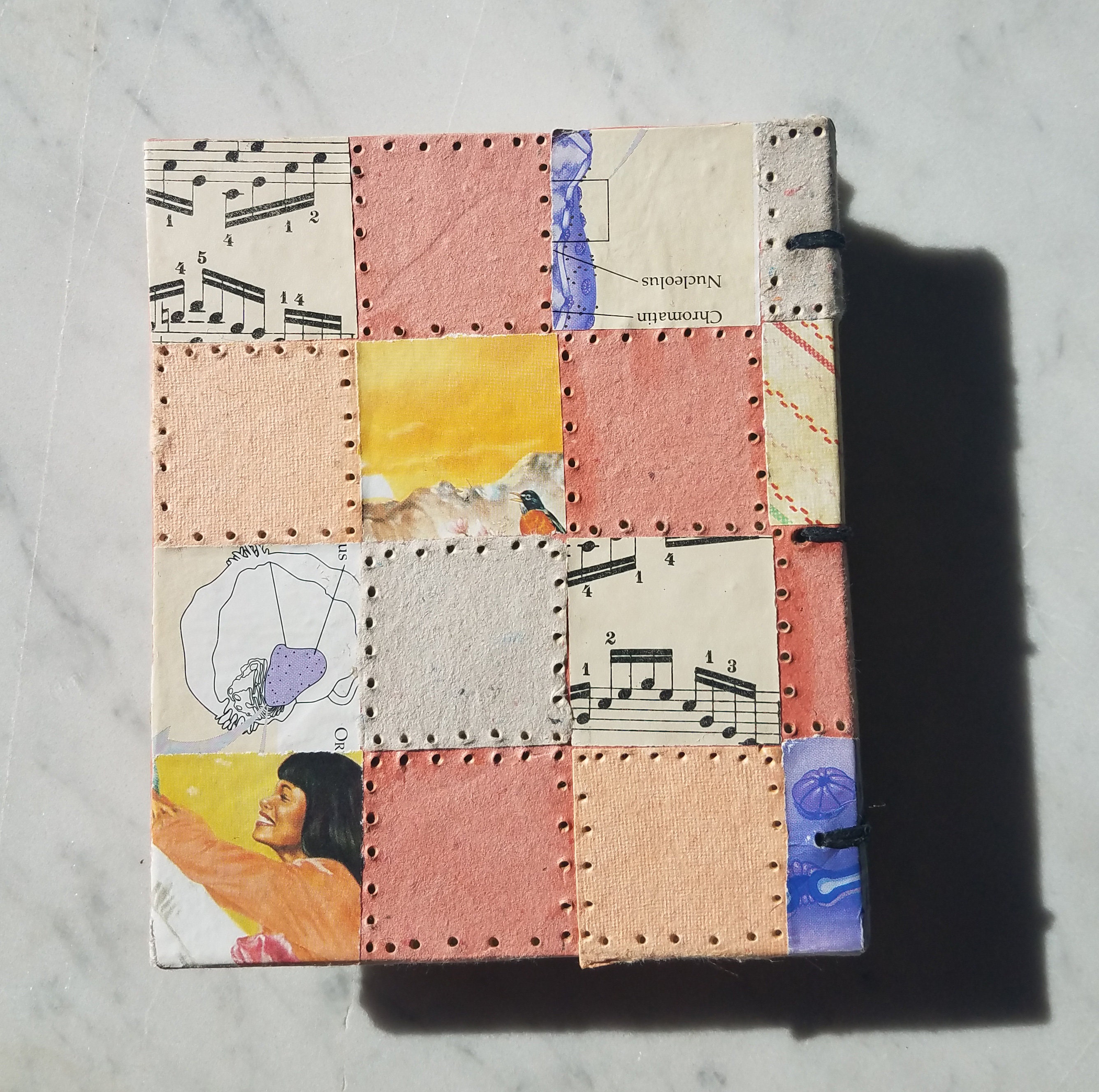 4.5x5 In. Collage Coptic Stitch Mini Sketch Journal, Handmade Paper ...