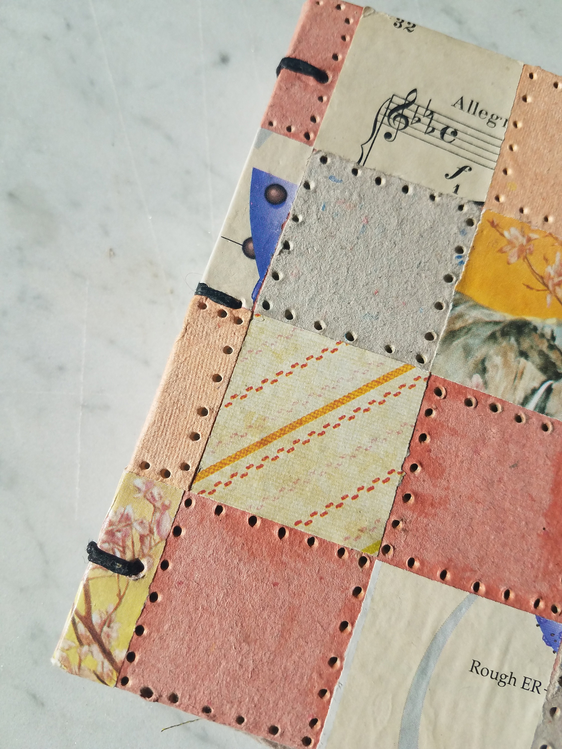 4.5x5 In. Collage Coptic Stitch Mini Sketch Journal, Handmade Paper ...