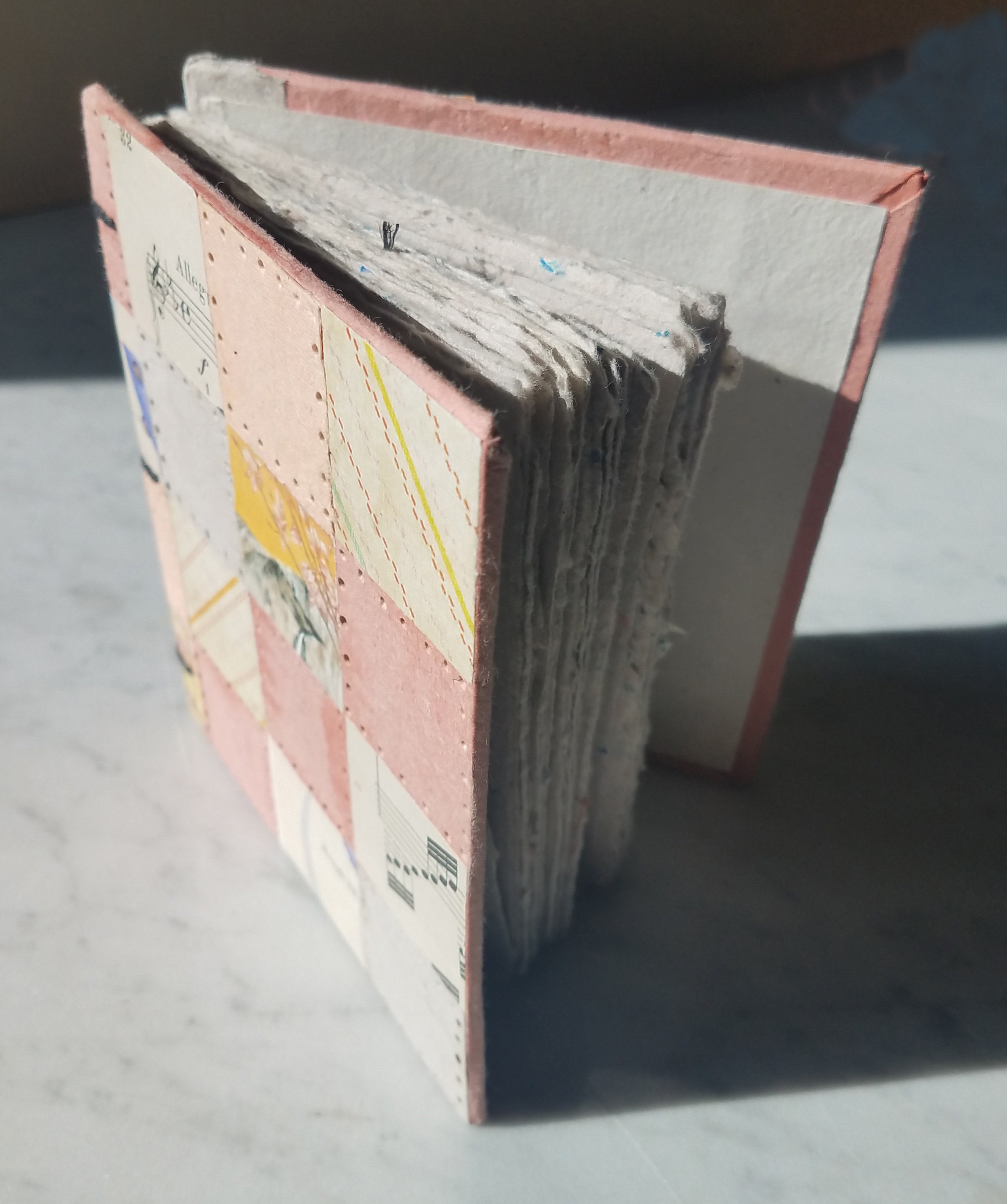 4.5x5 In. Collage Coptic Stitch Mini Sketch Journal, Handmade Paper ...