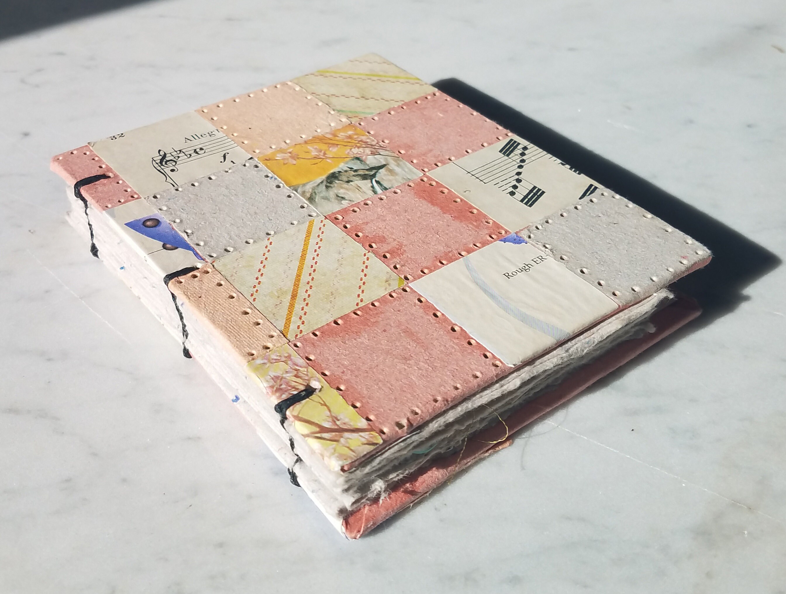 4.5x5 In. Collage Coptic Stitch Mini Sketch Journal, Handmade Paper ...