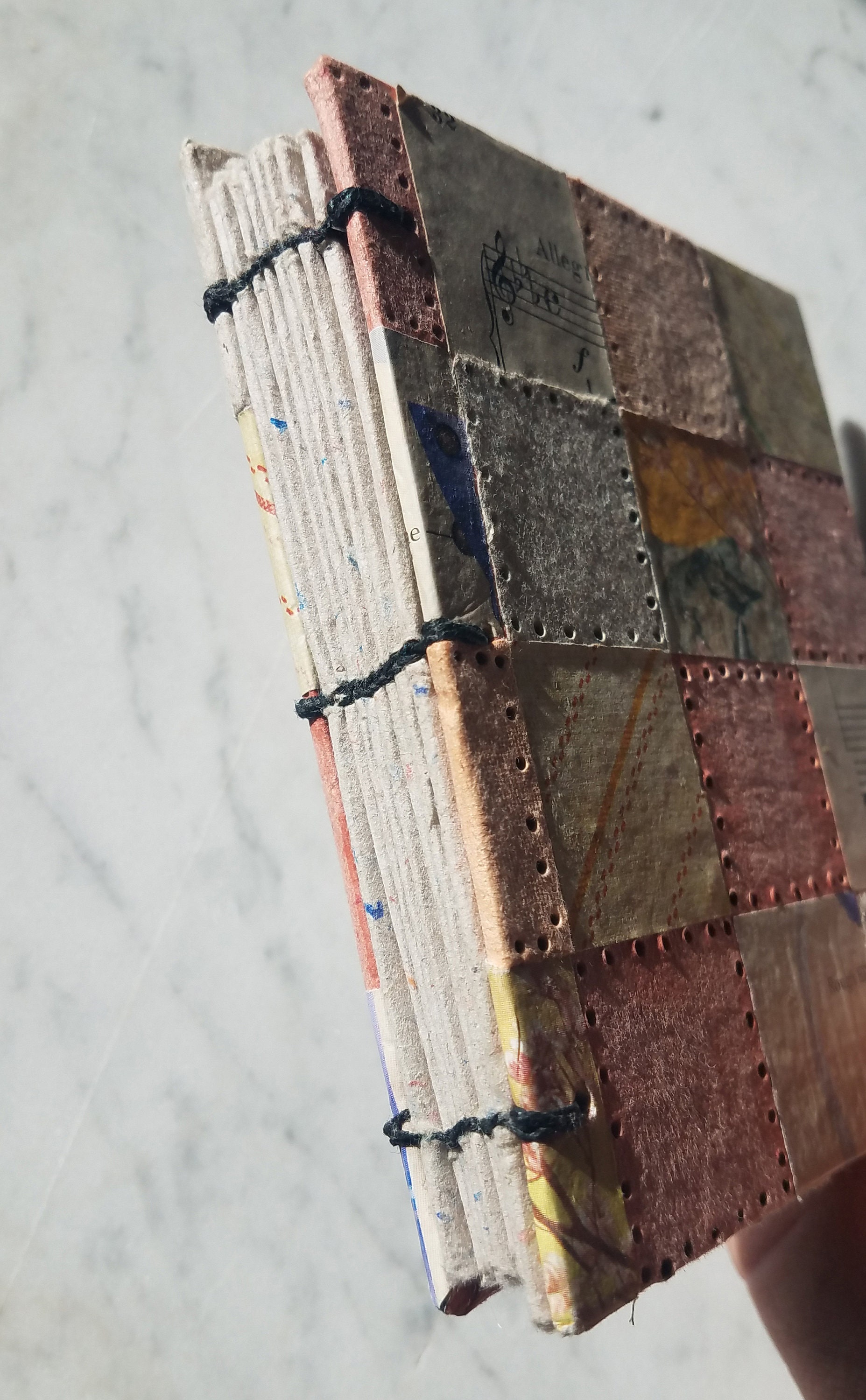 4.5x5 In. Collage Coptic Stitch Mini Sketch Journal, Handmade Paper ...