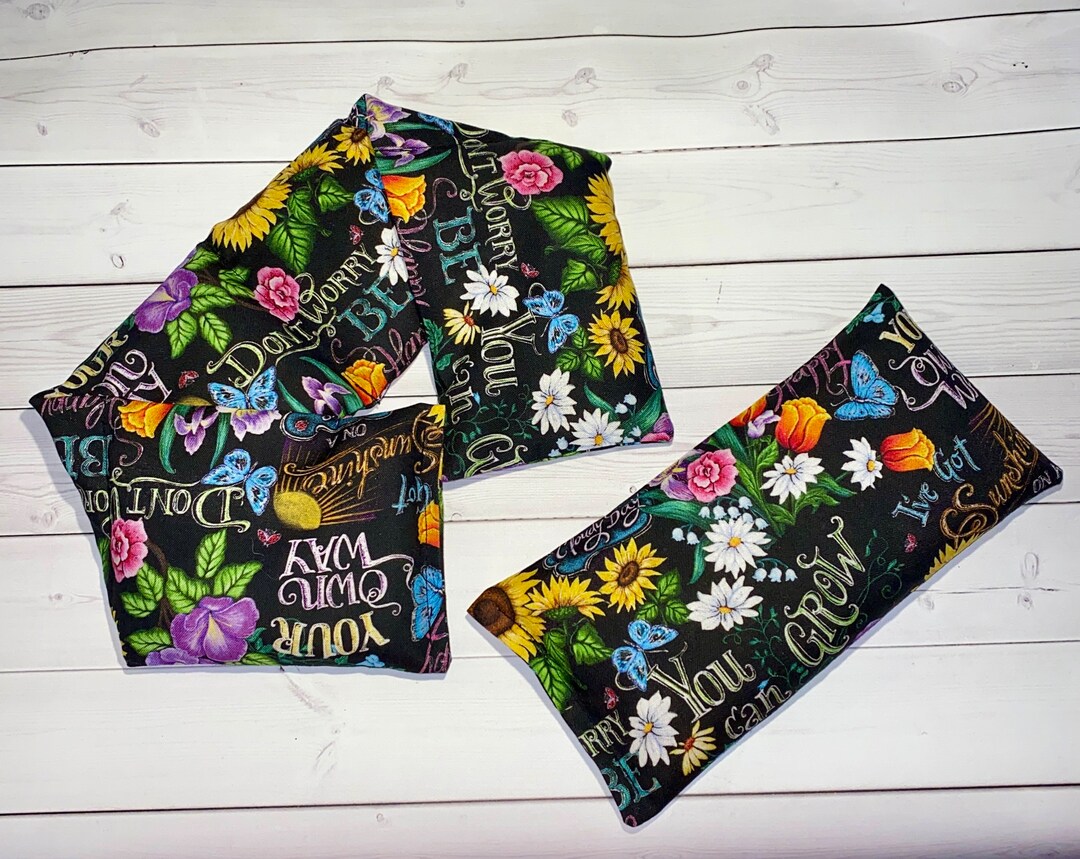 Floral Flax Seed Neck Warmer, Rice Shoulder Wrap, Lavender Heating Pad ...