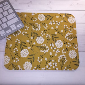 Mouse Pad Mousepad / Mat - Rectangle or Round - Mustard Floral Home ...