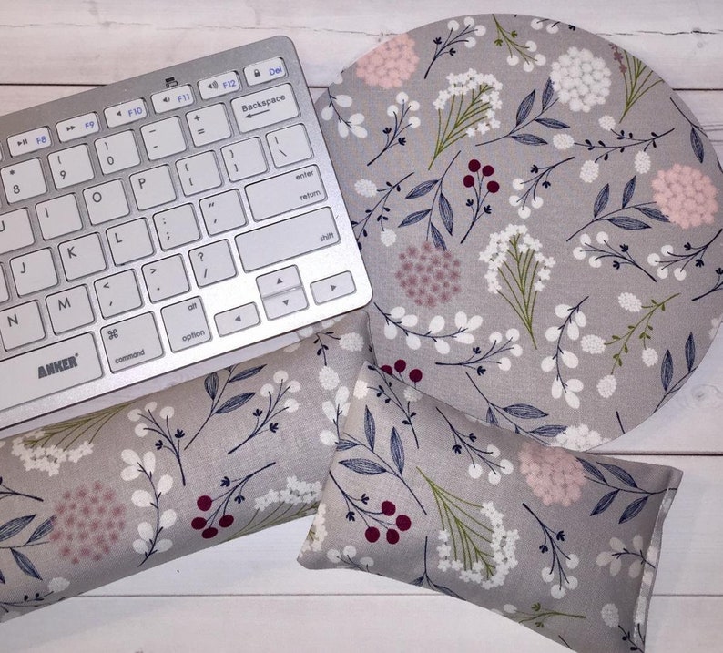 Gray Floral Flowers Keyboard Rest and / or WRIST REST for - Etsy