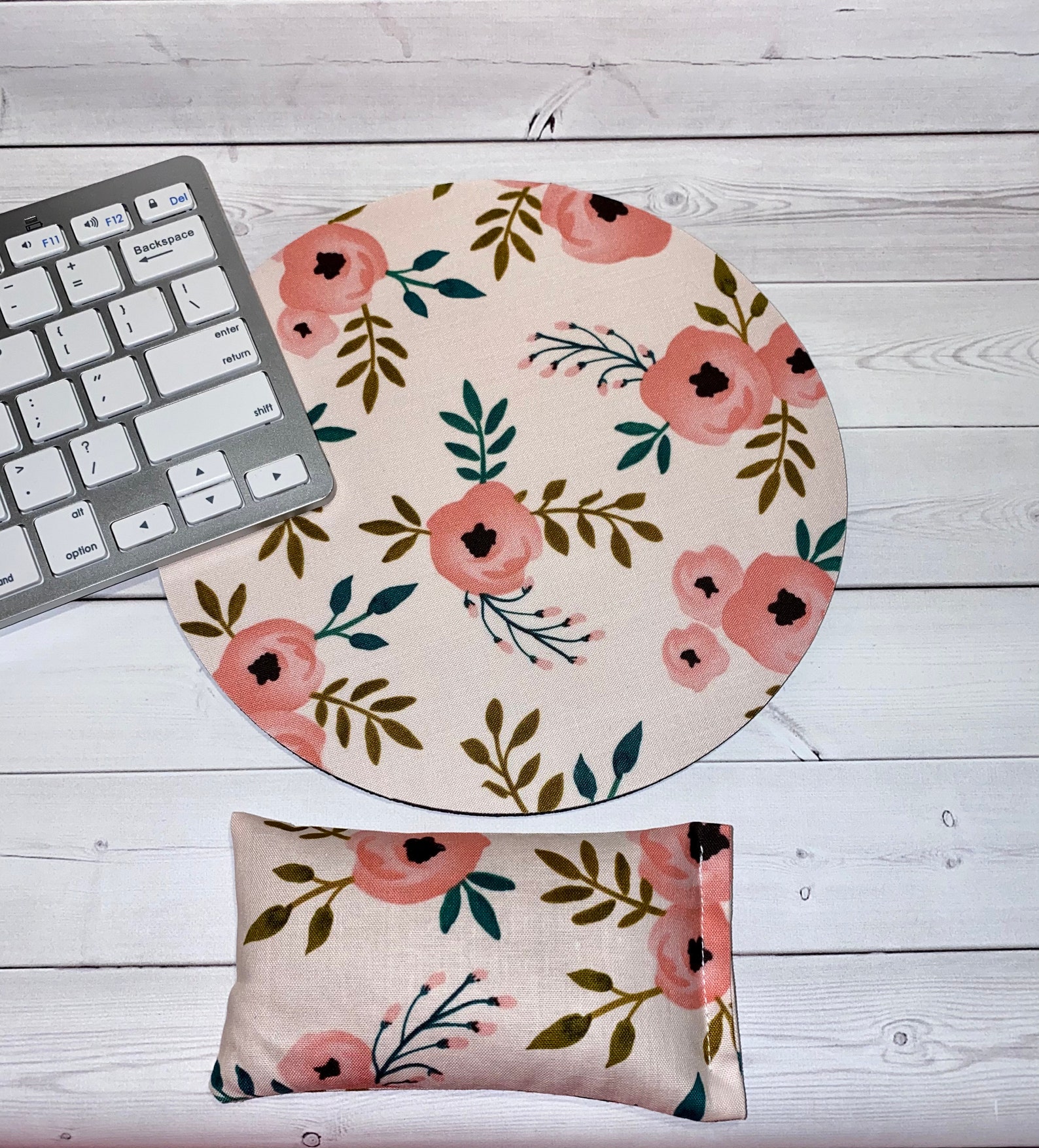 Pink Floral Flowers Mouse Pad Set Mouse Wrist Rest | Etsy