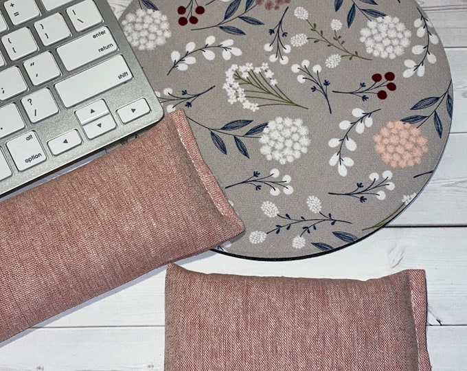 Gray Floral Boho Mouse Pad Set Mouse Wrist Rest And/or - Etsy