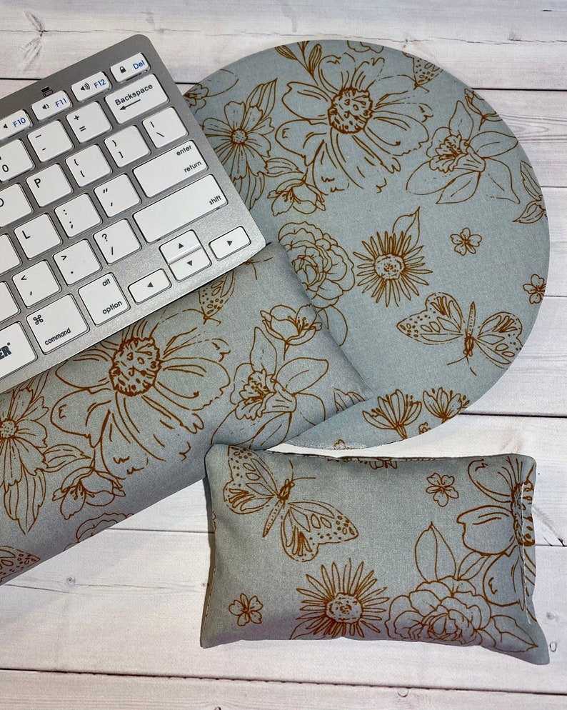 Sketched flowers minimalist mouse pad Keyboard rest and or | Etsy