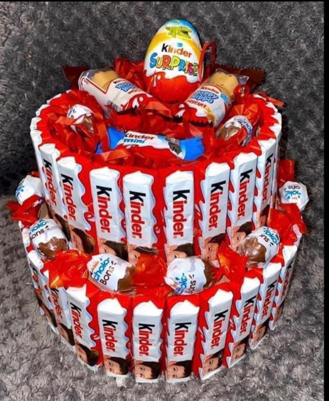 2 Tier- Chocolate Kinder Hippo Egg Bueno Bouquet Gift Chocolates Bar ...