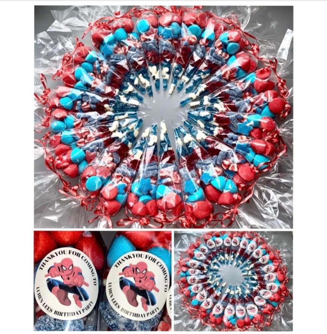 Large Pre-filled Spider Man Personalised Party Sweet Sweets Cones Cone ...