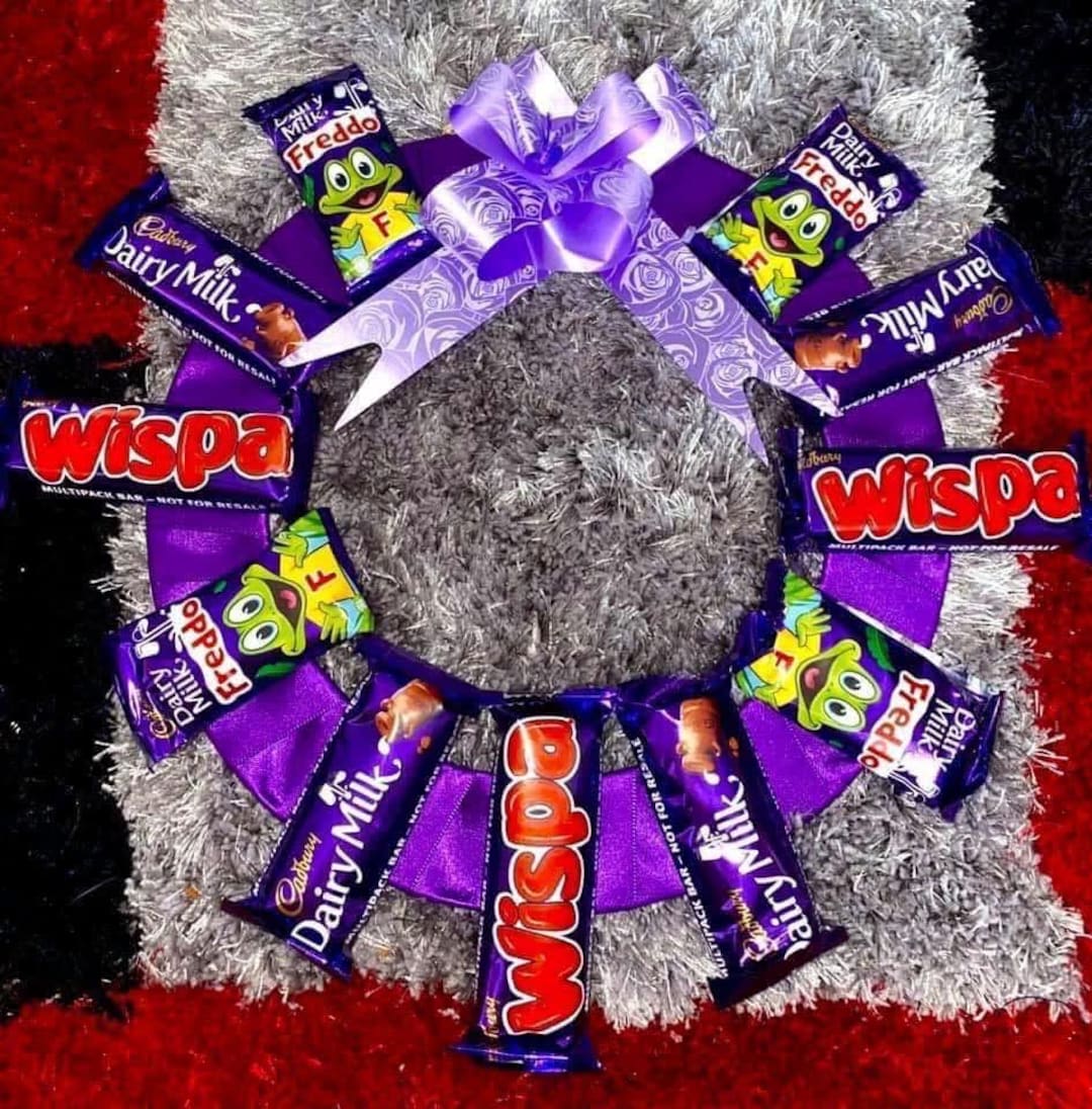 Chocolate Wreath Cadburys Dairy Milk Fredo Wispa Bouquet Gift Hamper ...