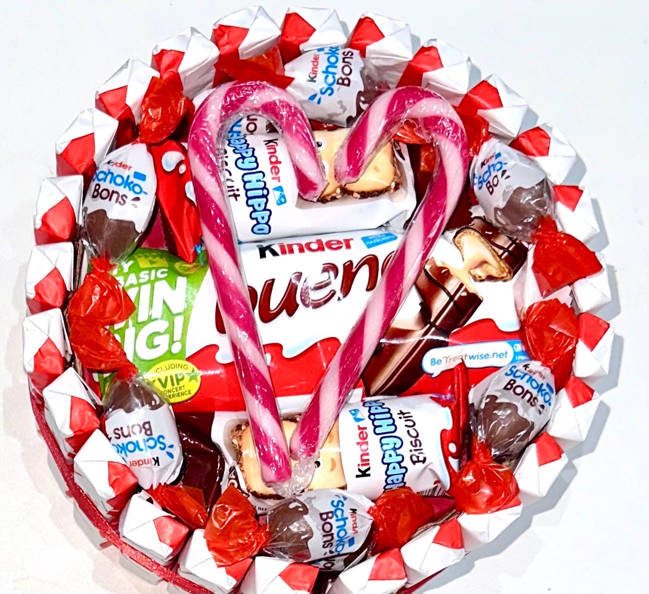 Lolli Pop Lolly Kinder Chocolate Gift Bow Ribbon Bouquet Christmas Gift ...