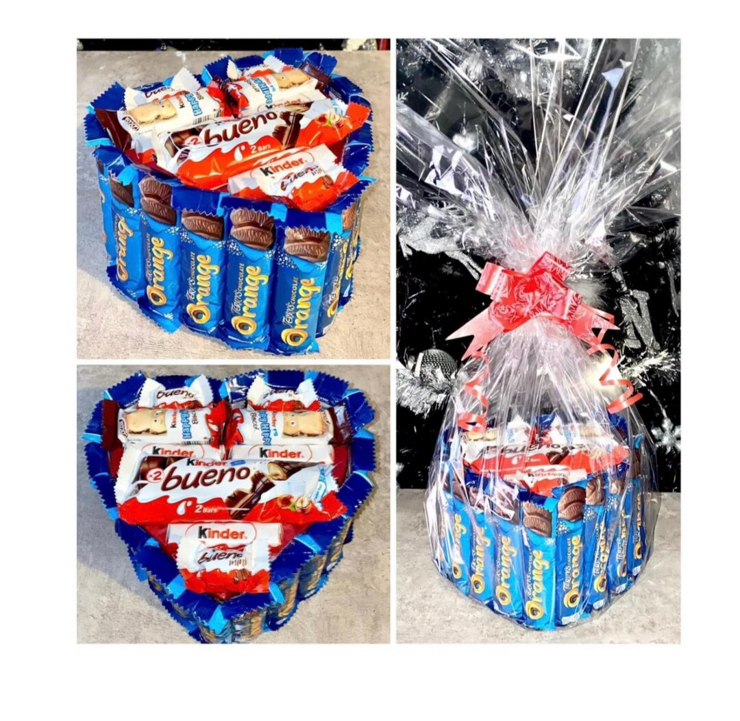 Chocolate Orange Kinder Bueno - Heart Bouquet Gift Hamper Valentines ...