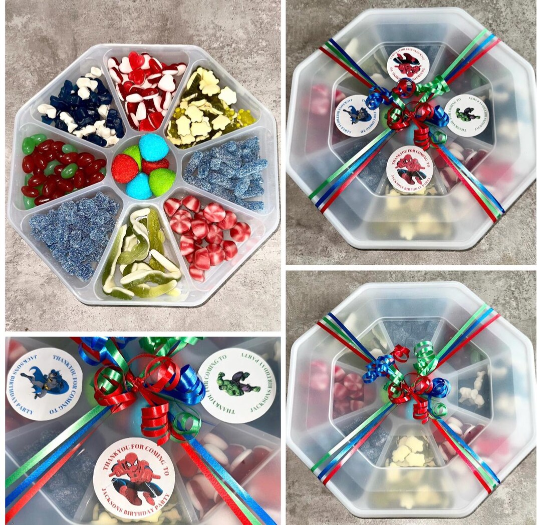 Large Pre-filled Super Hero Personalised Sweet Platter Party Gift ...