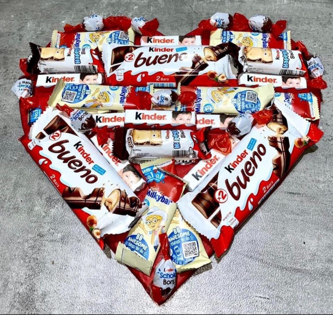 LARGE Heart Chocolate Platter Kinder Milkybar Bouquet Gift Sweet ...