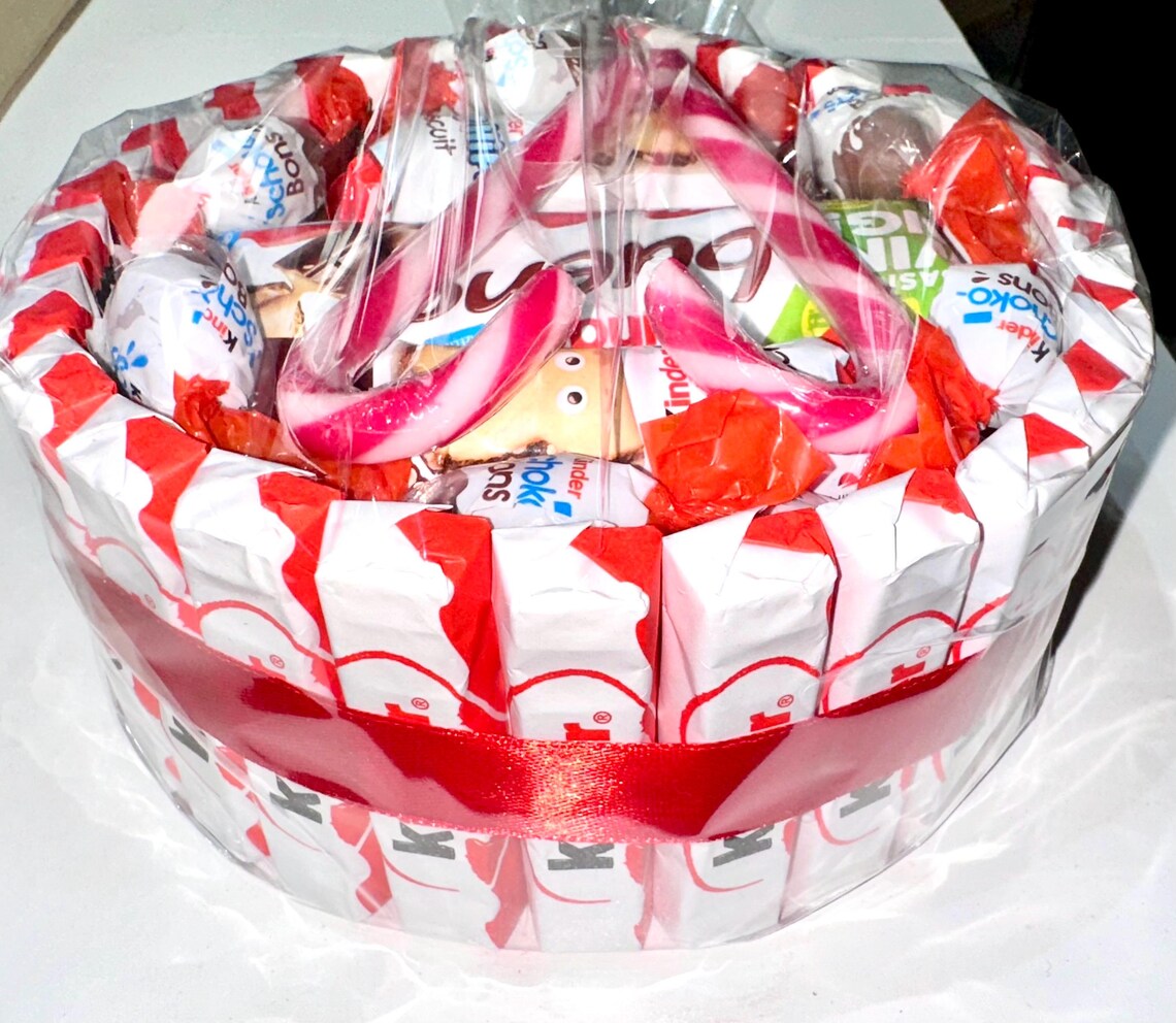 Lolli Pop Lolly Kinder Chocolate Gift Bow Ribbon Bouquet Christmas Gift ...