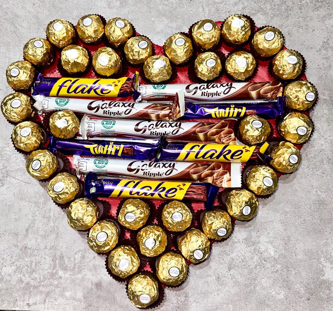 Large Ferrero Rocher Cadburys Twirl Flake Ripple Chocolate Heart ...