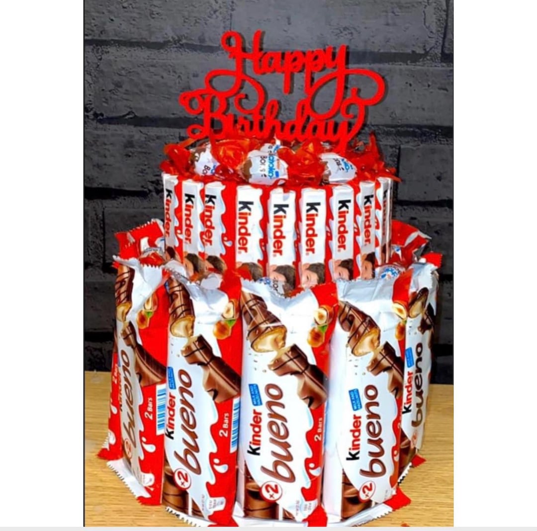 2 Tier- Personalised Happy Birthday Chocolate Bueno Kinder Cadburys ...