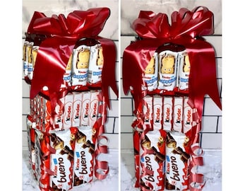1FT Chocolate Bar Tower Kinder Bueno Bouquet Gift Valentines Birthday ...