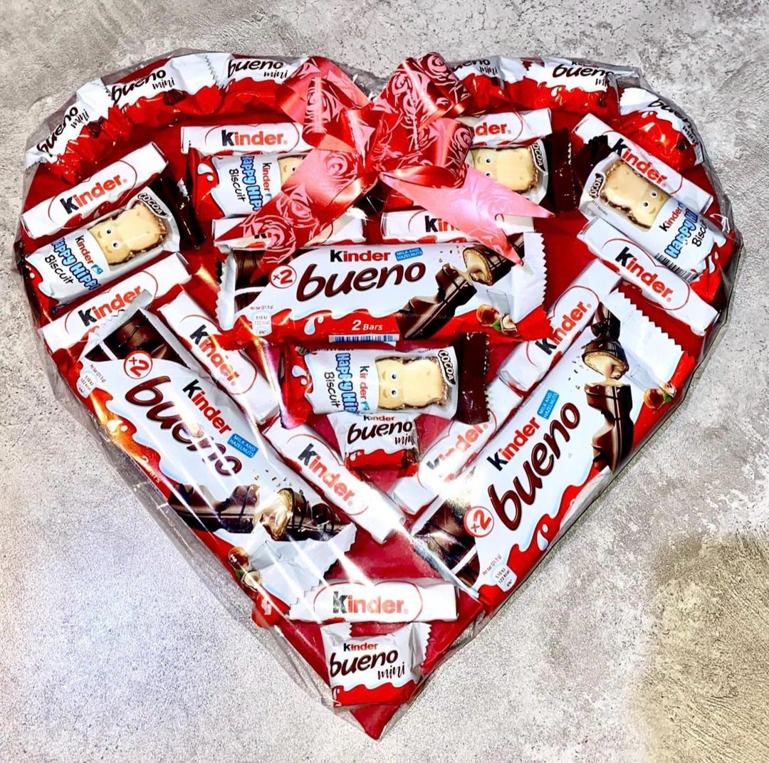 LARGE Heart Chocolate Platter Kinder Bouquet Gift Sweet Birthday ...