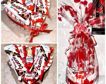 Chocolate Kinder Bueno Ferrero Rocher Heart Bouquet Gift Hamper ...